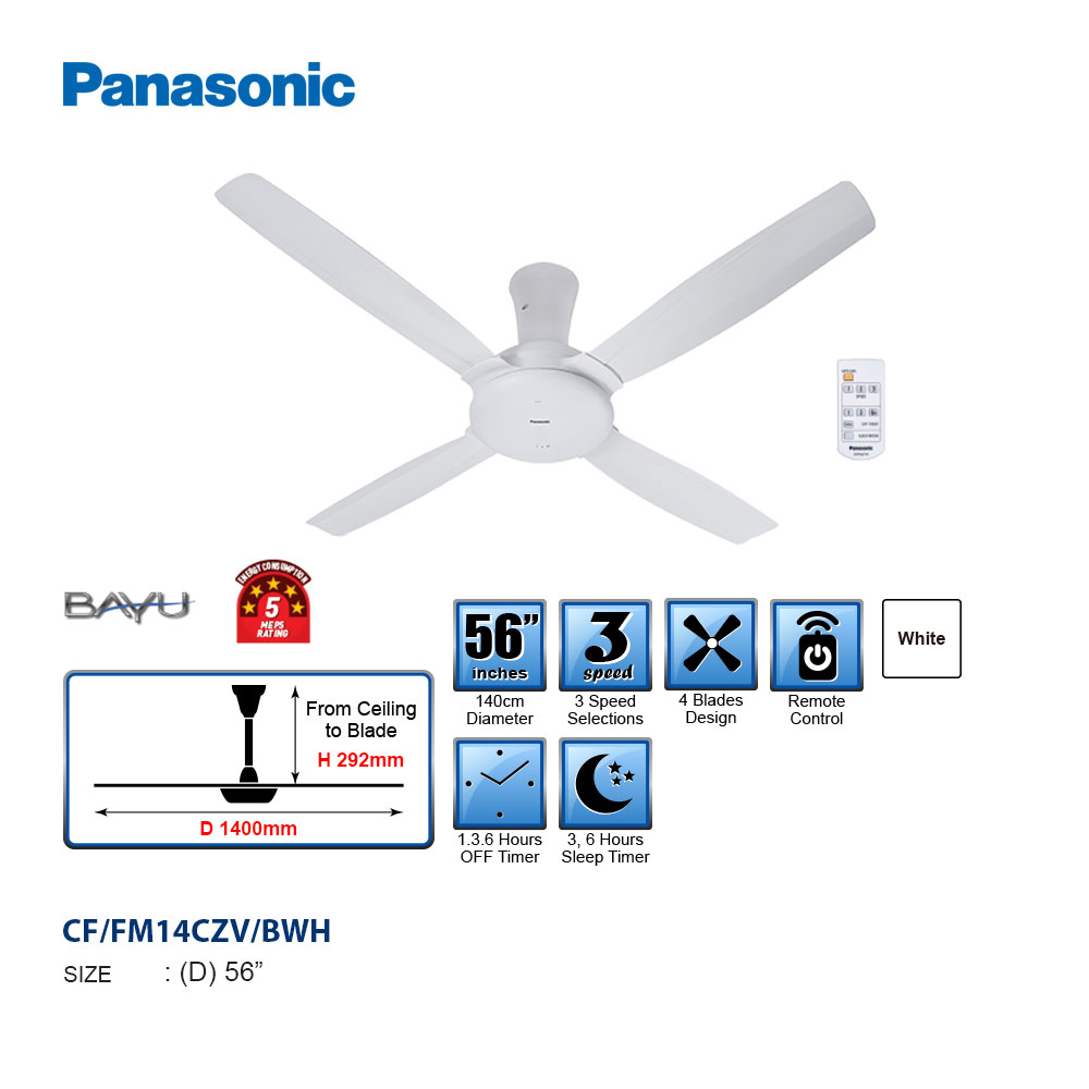 Panasonic Bayu 3 Blades Ceiling Fan | Shelly Lighting